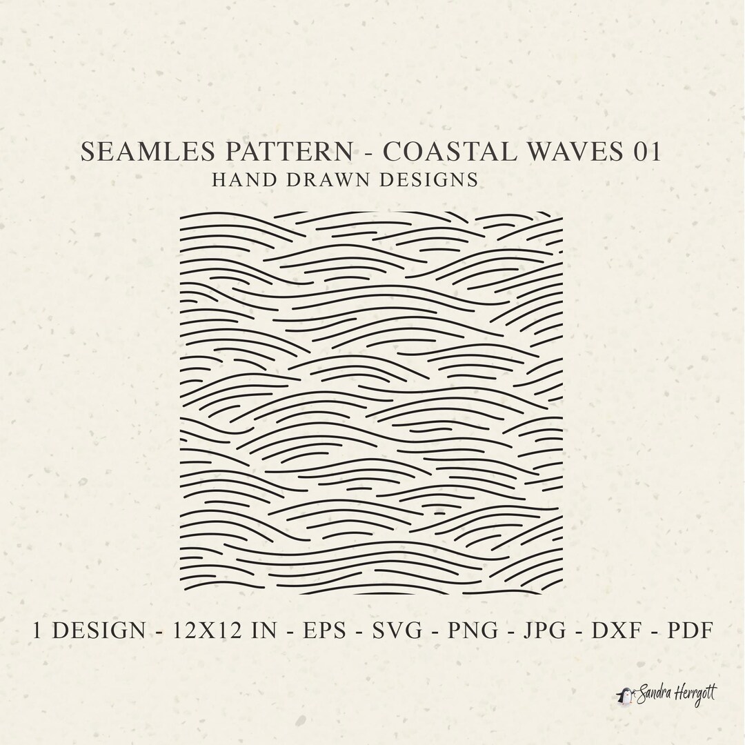 Coastal Ocean Wave Seamless Pattern Svg Dxf Eps Png Jpg Pdf Cricut ...