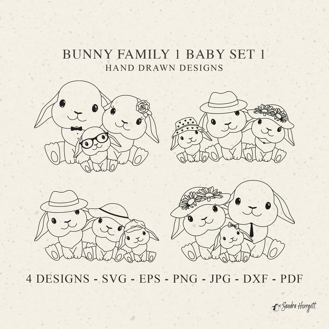 Bunny Family Plotter File Svg Dxf Png Jpg Pdf Baby Dad Mum Sister ...