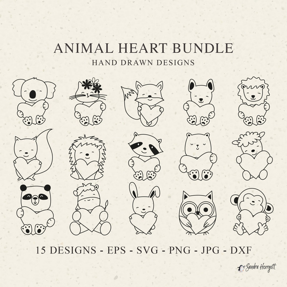 Animal Heart Plotter File SVG DXF Cricut Cute Koala Fox Racoon - Etsy ...