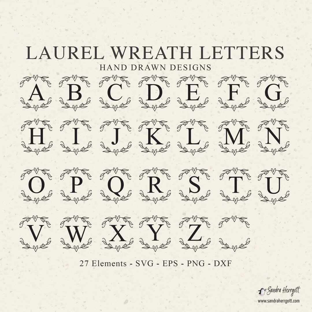 WREATH LETTERS SVG - Laurel Wreath Svg, Wedding Wreath Svg, Wreath ...