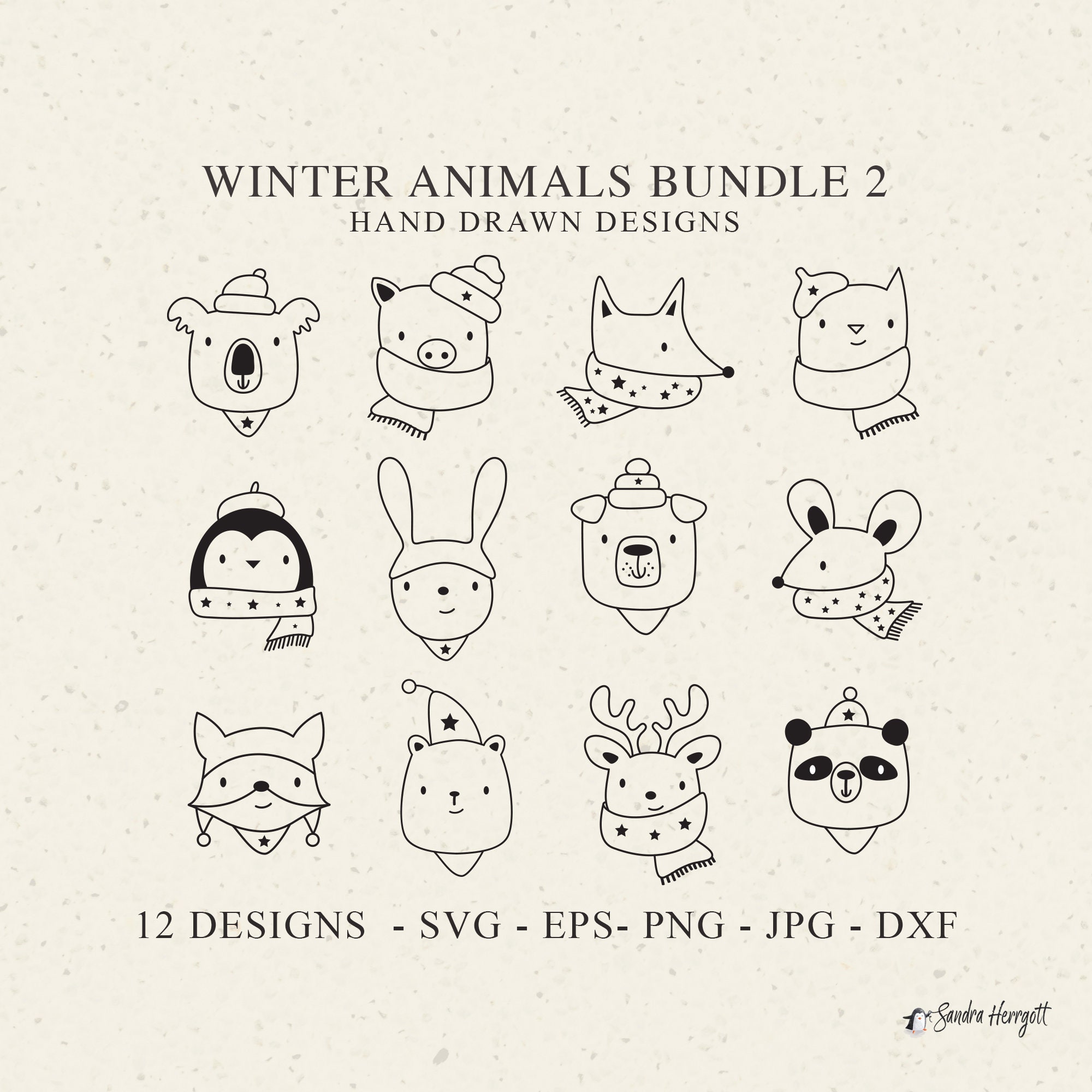 Winter Animal Plotter File Svg Bundle Dxf Png Eps Jpg Bear - Etsy