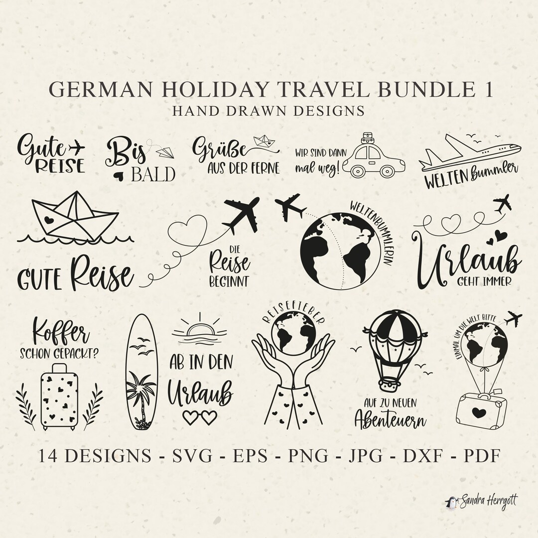 German Travel Plotter File Svg Dxf Png Jpg Pdf Happy Holiday Cricut ...
