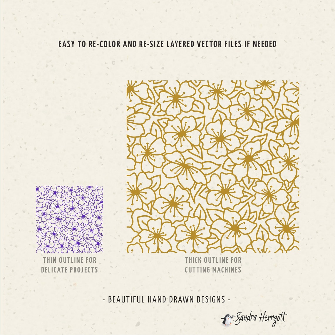 Floral Seamless Pattern SVG DXF PNG Eps Jpg Flower Cricut | Etsy