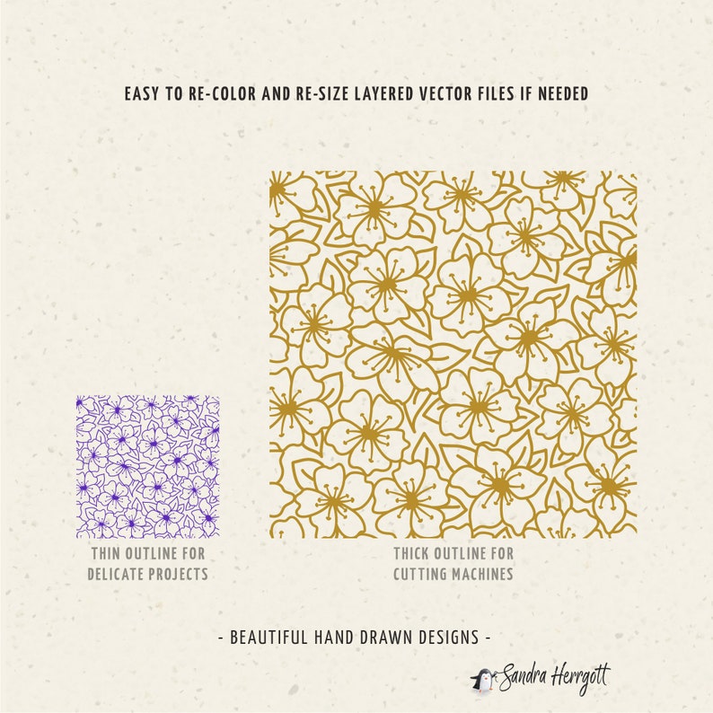 Floral Seamless Pattern SVG DXF PNG Eps Jpg Flower Cricut - Etsy