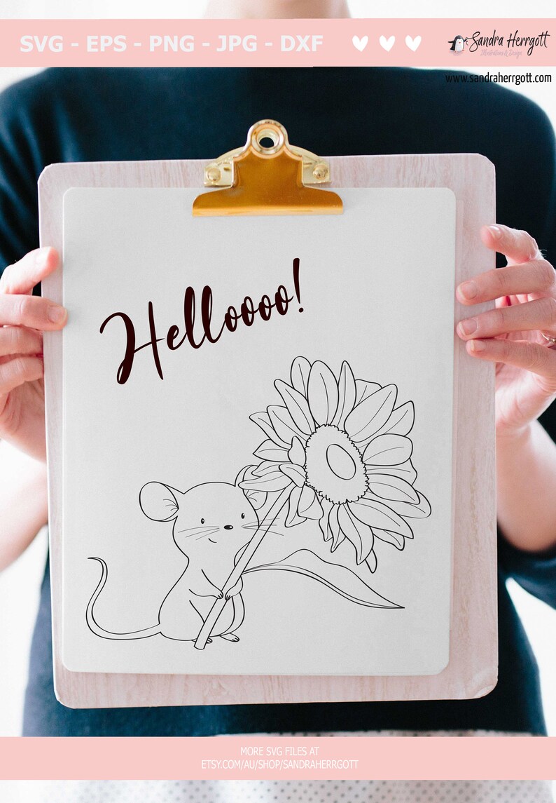 Mouse Holding Sunflower Svg Whimsical Botanical Animal SVG | Etsy Australia