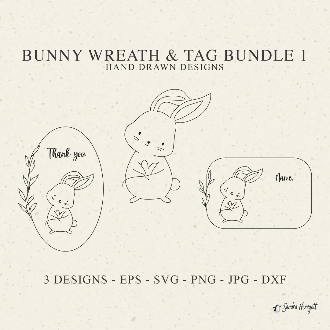 Bunny Wreath & Name Tag Plotter File Svg Dxf Png Jpg Forest Animal ...