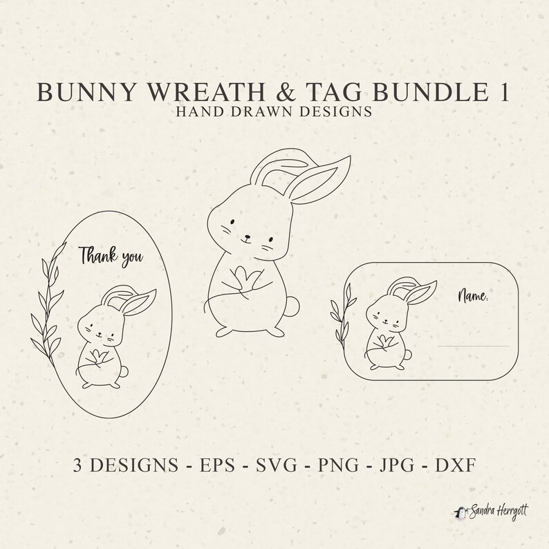 Bunny Wreath & Name Tag Plotter File Svg Dxf Png Jpg Forest - Etsy