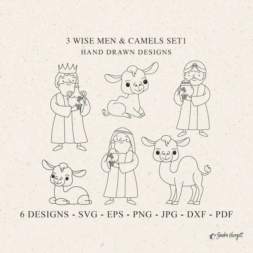 3 Wise Men & Camel Plotter File Svg Dxf Png Eps Jpg Christmas Cricut ...