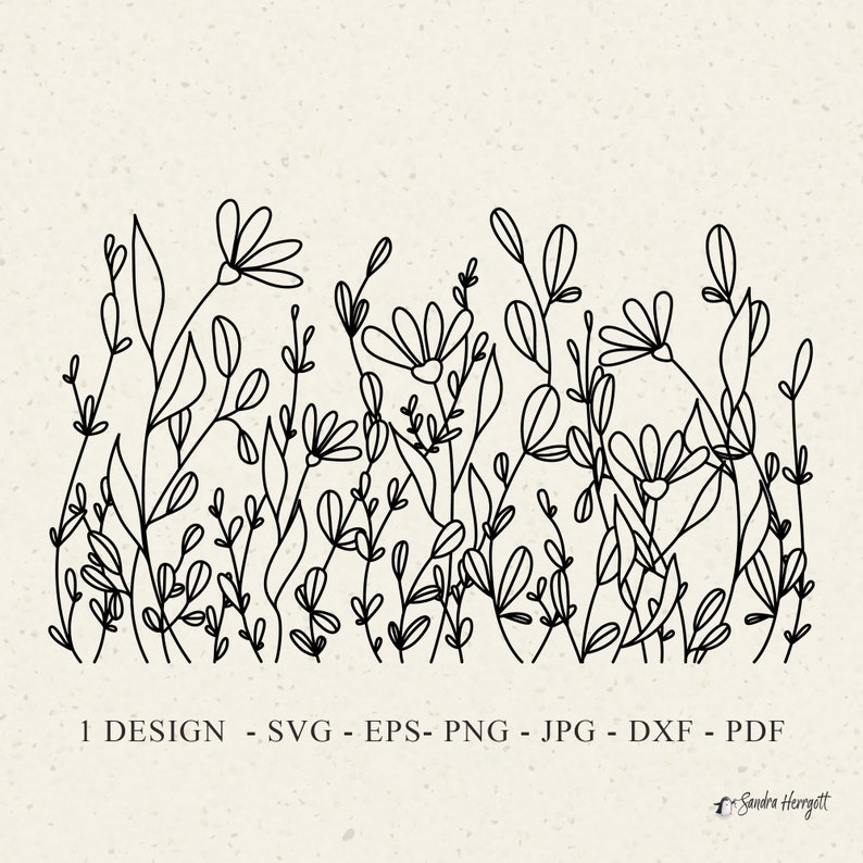Wildflower Meadow Plotter File Svg Dxf Png Eps Jpg Pdf - Etsy