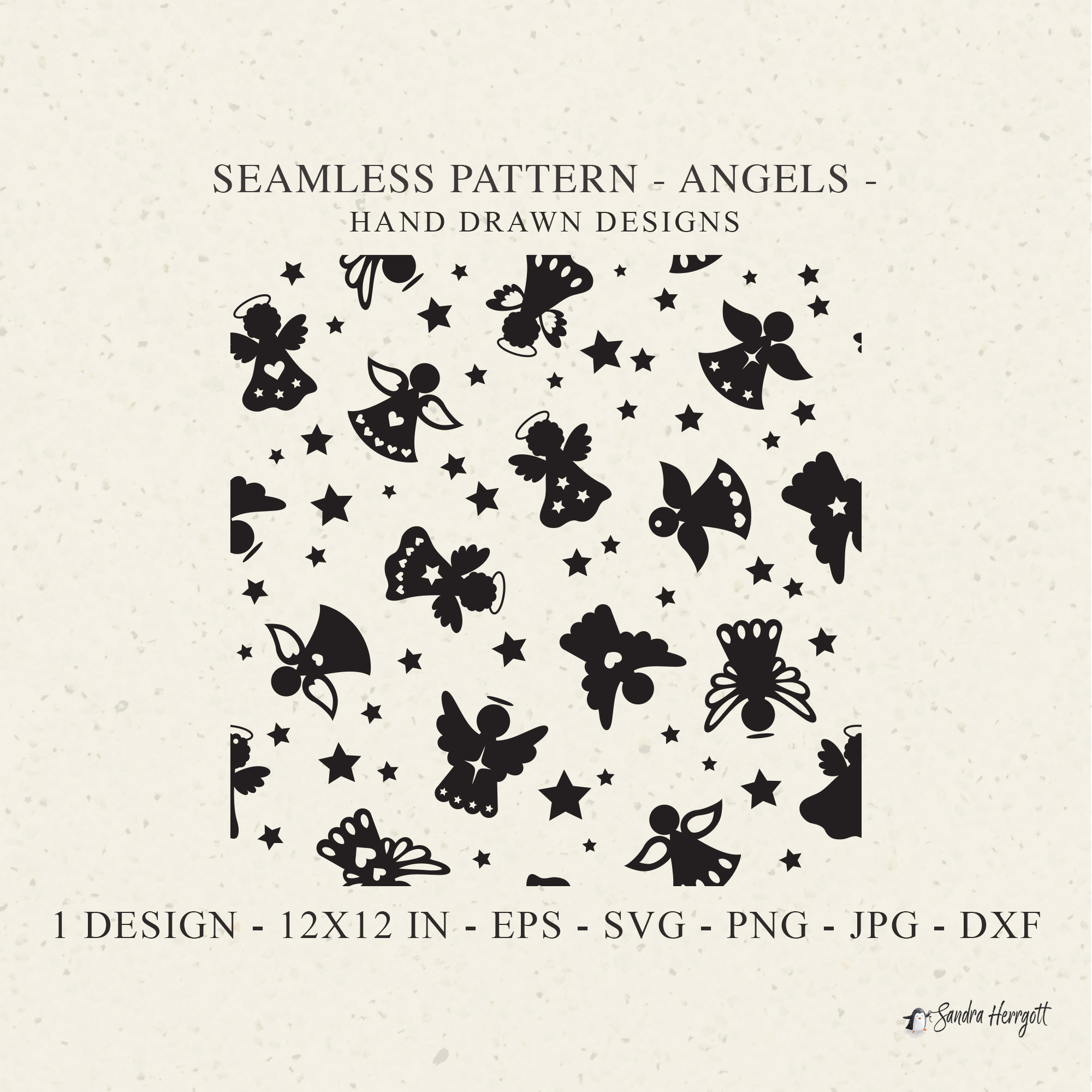 Christmas Angel Seamless Pattern Svg Dxf Png Eps Jpg Xmas Star - Etsy