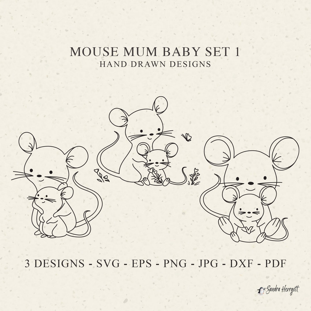 Baby & Mum Mouse Plotter File Svg Dxf Png Pdf Jpg Sweet Cricut Animal ...