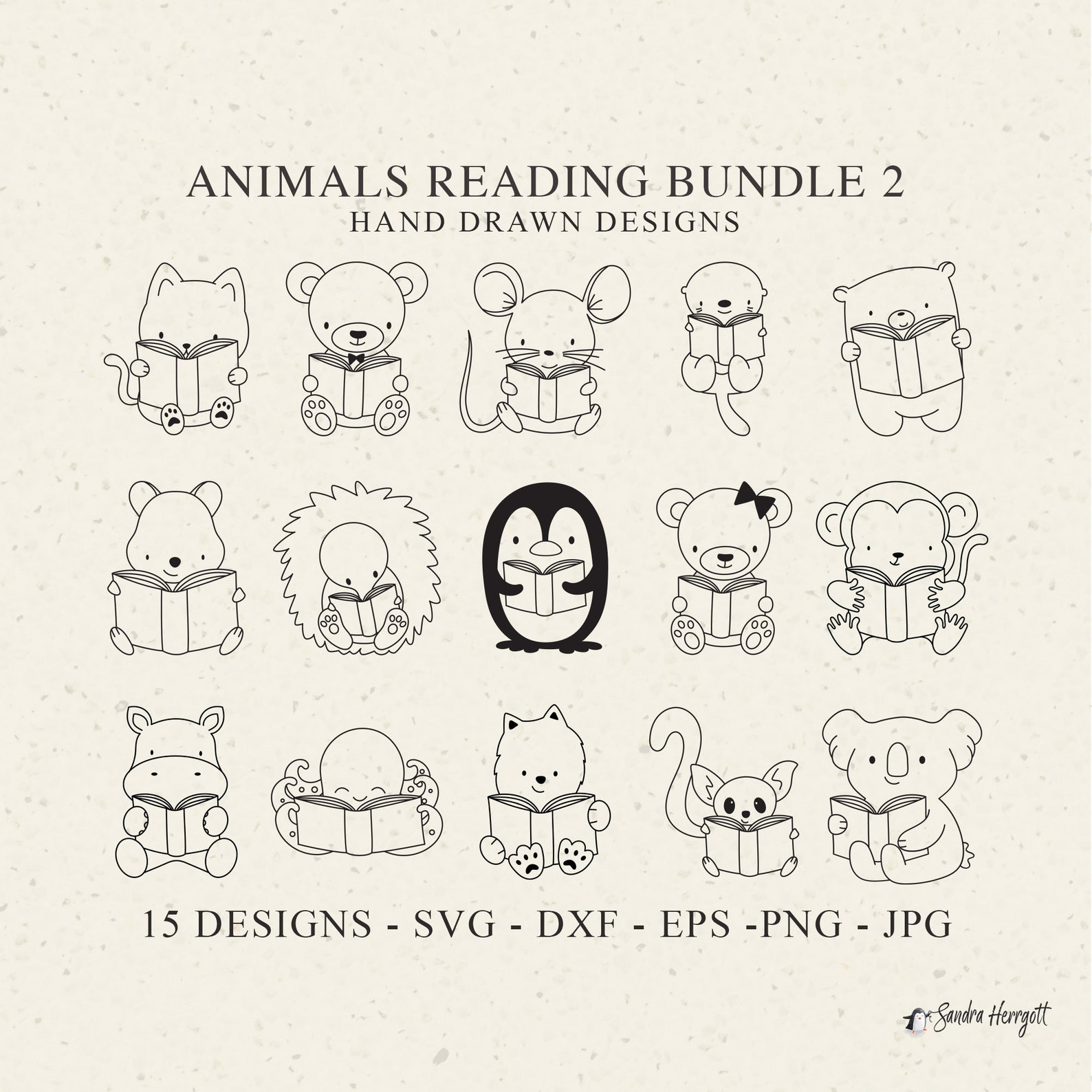 Animal Reading Plotter File Svg Dxf Png Eps Jpg Koala Bear Monkey Cat ...