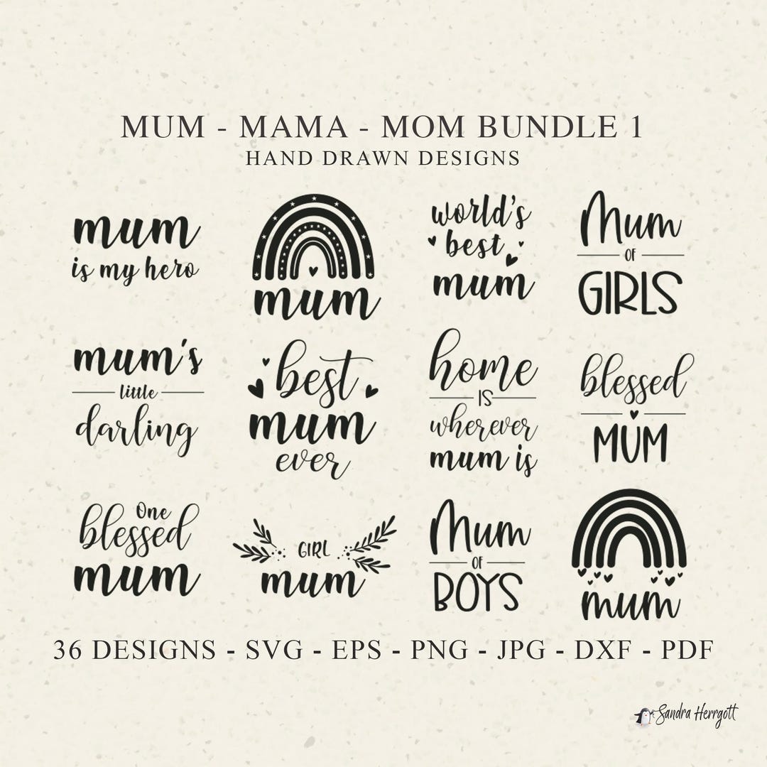 Mum Mom Mama Plotter Laser Cut File Svg Dxf Png Jpg Eps Cricut Blessed ...