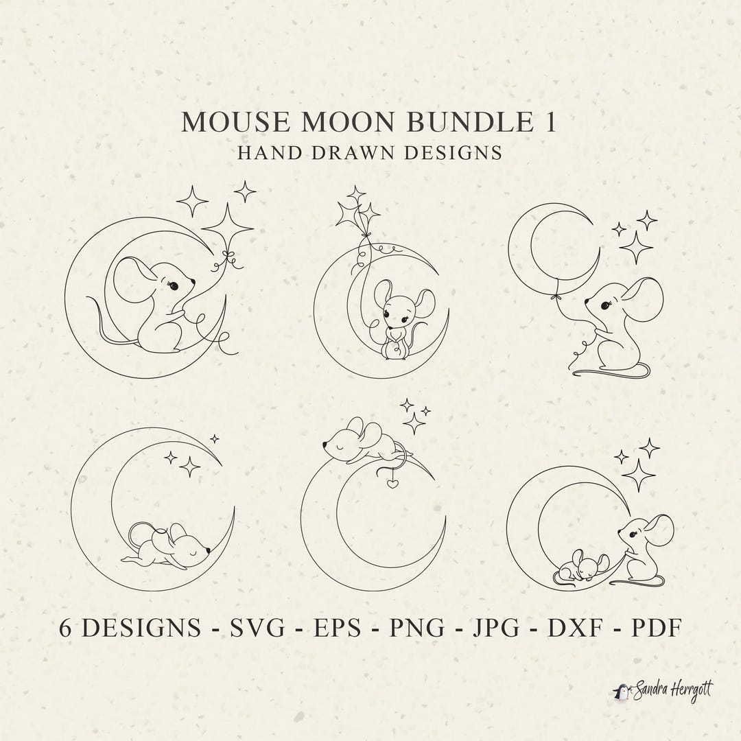 Moon Mouse Plotter File Svg Dxf Png Jpg Sweet Animal Cricut Baby Mum ...