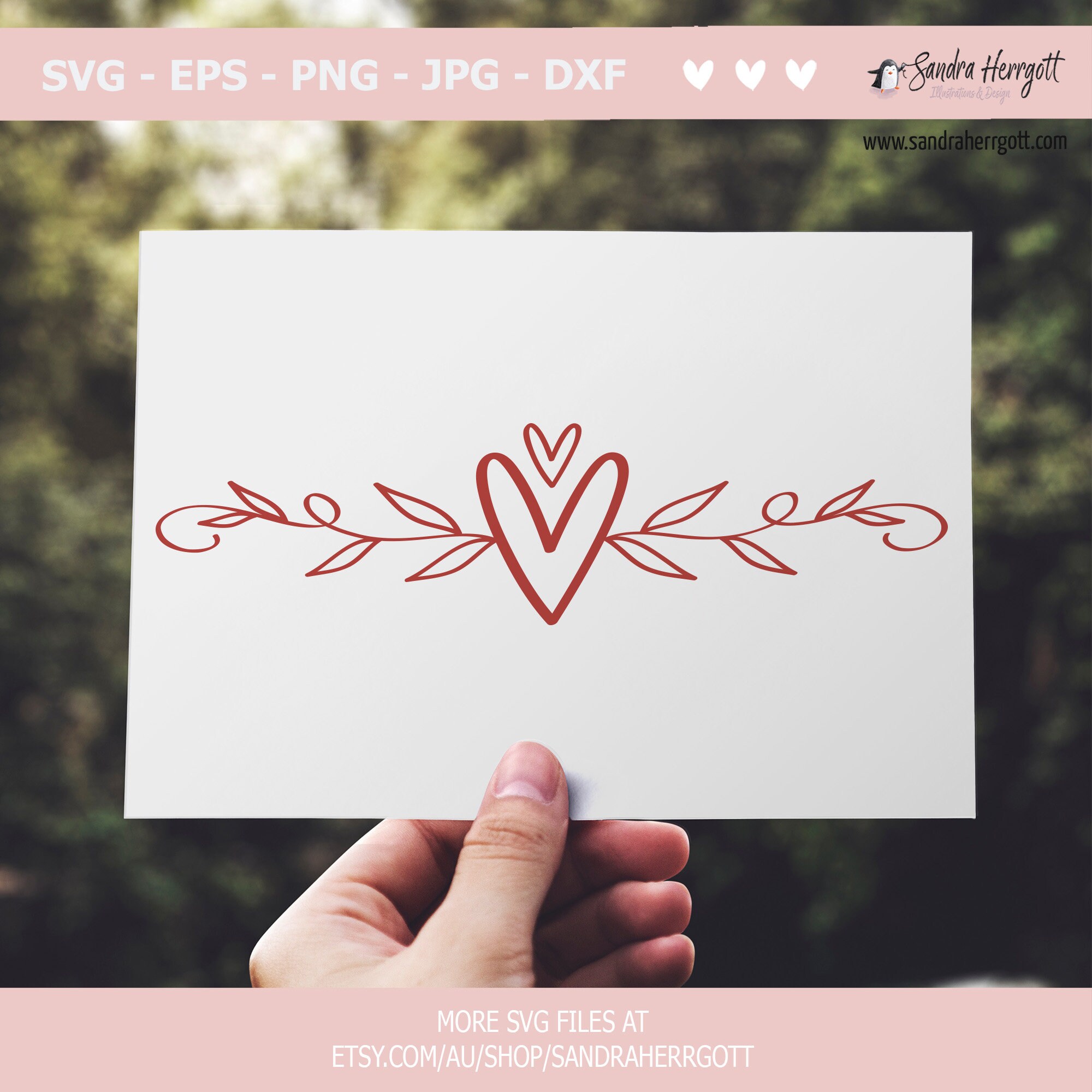 Heart Flourish Plotter File SVG DXF PNG Leaves Heart Cricut | Etsy