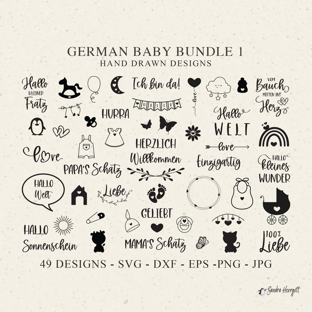 German Baby Plotter File Svg Dxf Png Hallo Welt Cricut Willkommen ...