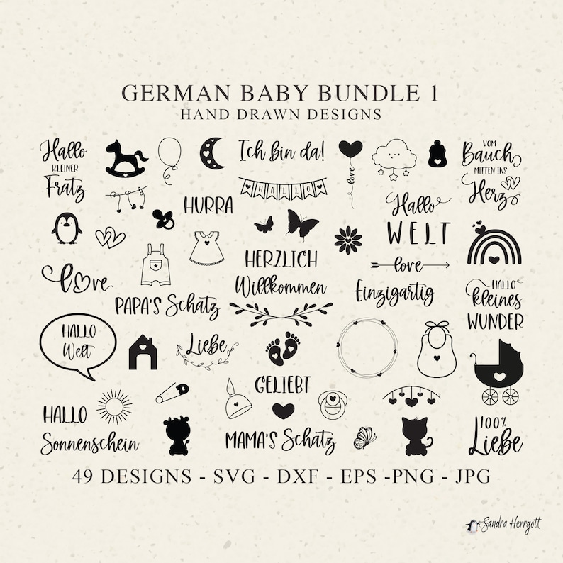 German Baby Plotter File Svg Dxf Png Hallo Welt Cricut - Etsy