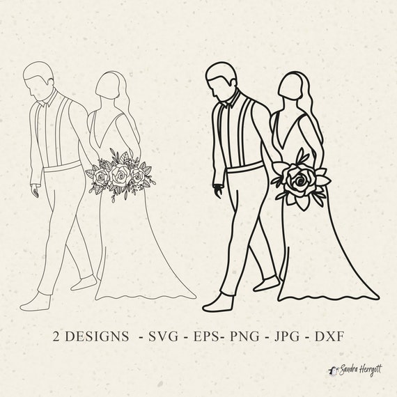 Bride And Groom Outline