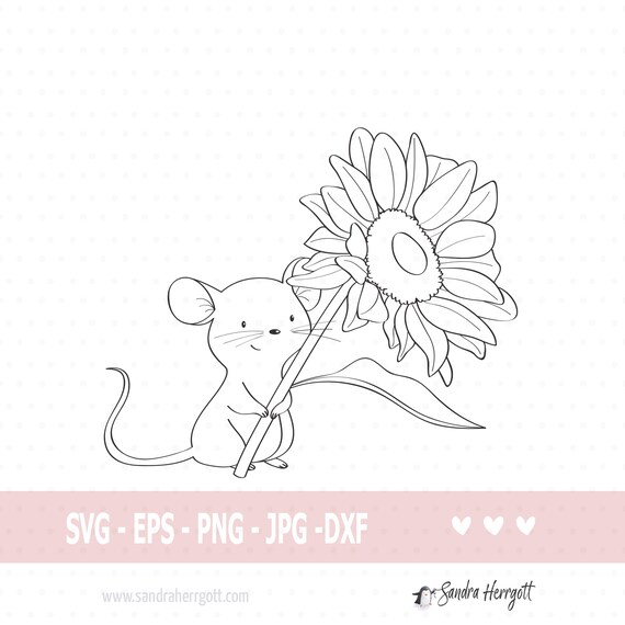 Mouse Holding Sunflower Svg Whimsical Botanical Animal SVG | Etsy Australia