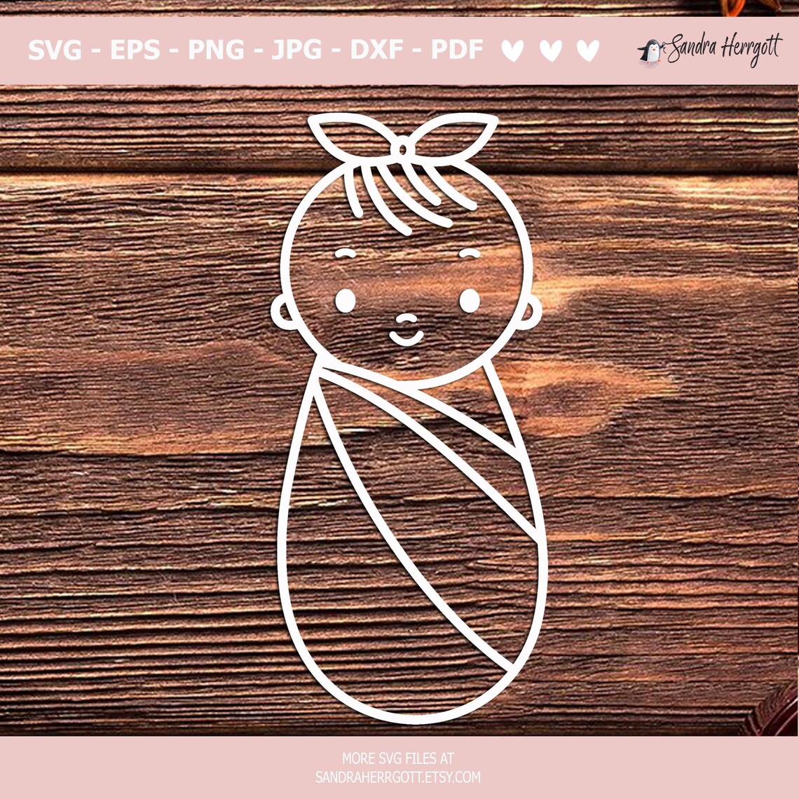Wrapped Baby Plotter File Svg Dxf Png Eps Jpg Pdf Cute Child Cricut Boy ...