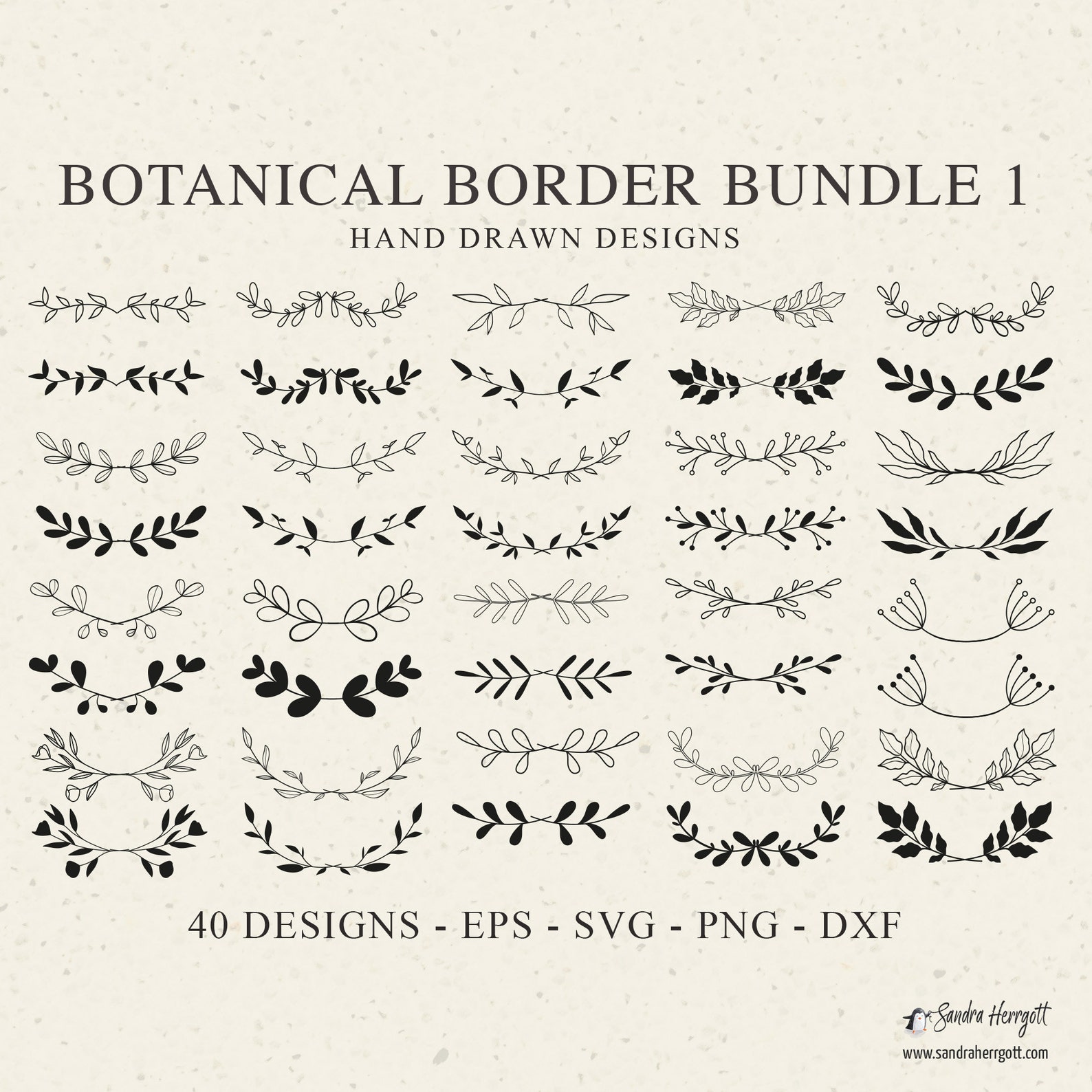 Botanical Border Svg Bundle Decorative Natural Leaf Border - Etsy