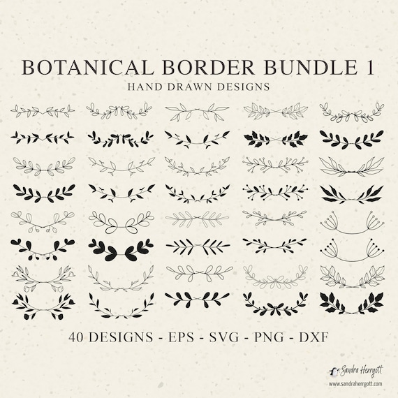 Botanical Border Svg Bundle Decorative Natural Leaf Border - Etsy