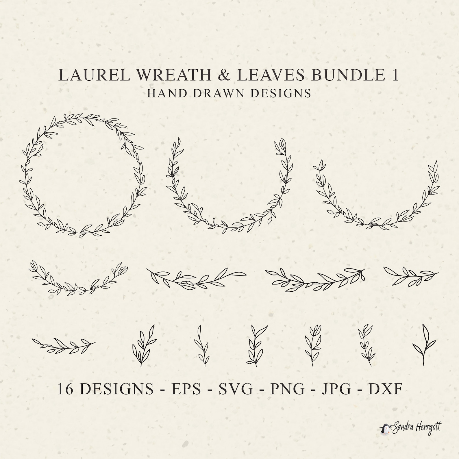 Laurel Wreath & Leaf Svg Bundle Botanical Plotter File SVG DXF PNG ...