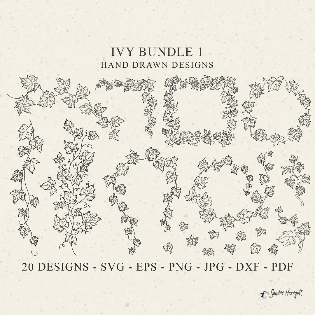 Ivy Plotter File Svg Dxf Png Eps Pdf Climber Cricut Botanical ...