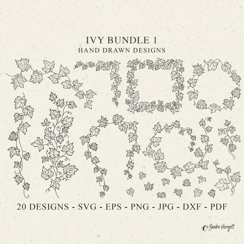 Ivy Plotter File Svg Dxf Png Eps Pdf Climber Cricut Botanical ...