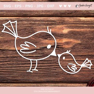 Mum Bird & Chick Plotter File Svg Dxf Png Eps Jpg Whimsical Baby Animal ...