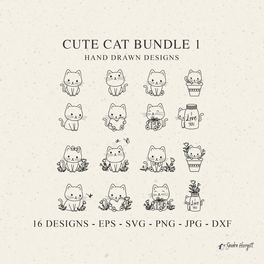 Cute Cat Plotter File SVG DXF PNG Baby Animal Cricut Silhouette ...