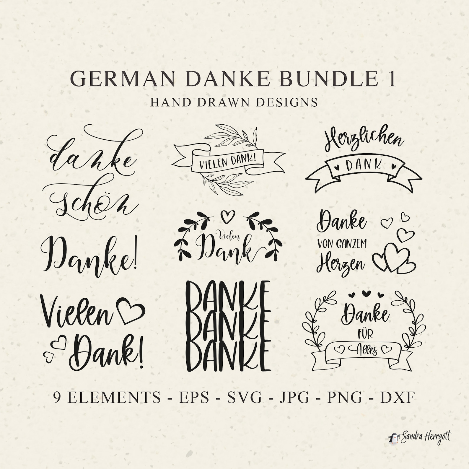 German Danke Plotter File Svg Eps Dxf Bundle Banner Danke Für Alles ...