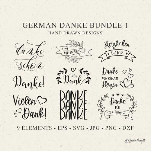 German Danke Plotter File Svg Eps Dxf Bundle Banner Danke Für - Etsy