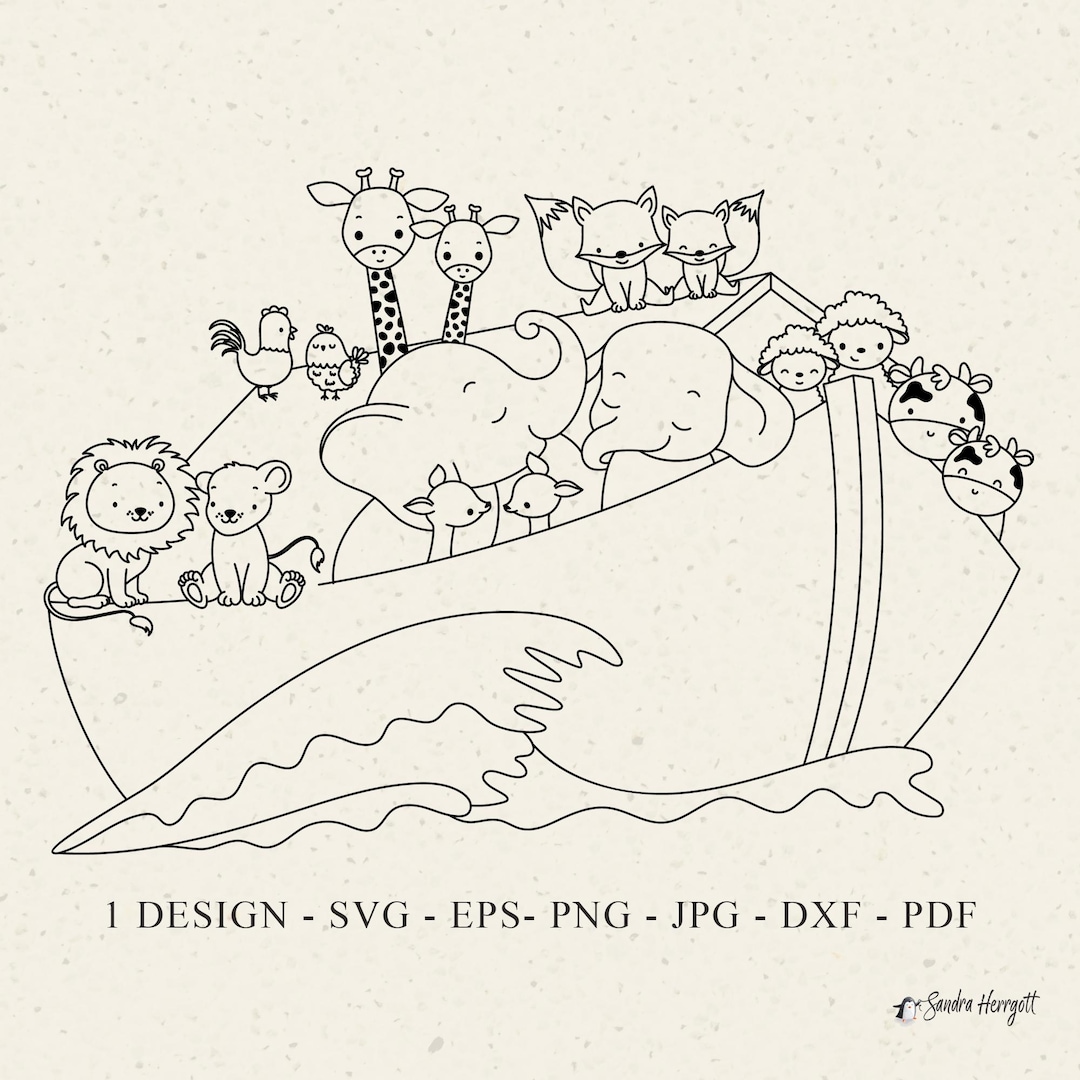 Arche Noah Plotter File Svg Dxf Png Jpg Baby Animals Cricut Silhouette ...