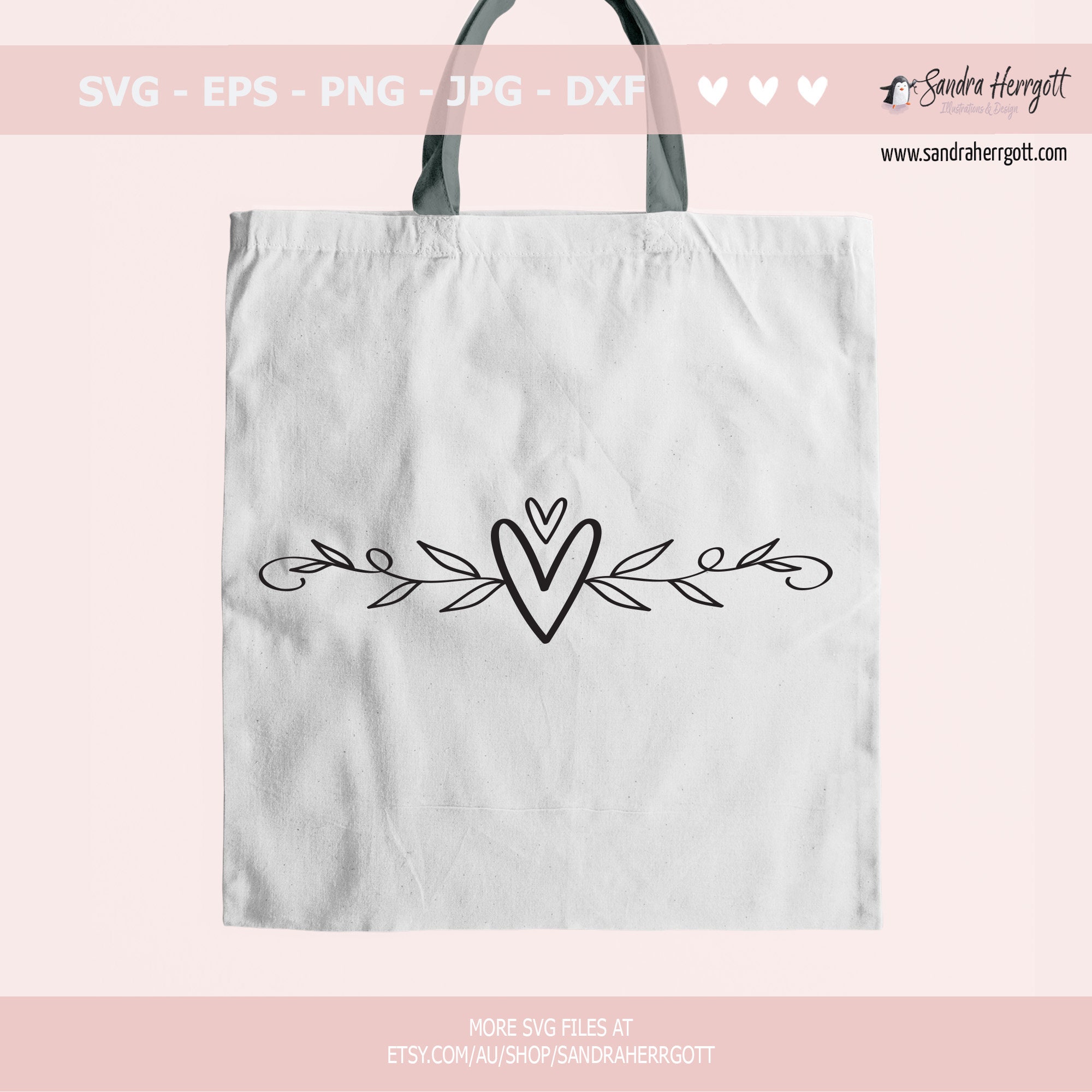 Heart Flourish Plotter File SVG DXF PNG Leaves Heart Cricut | Etsy