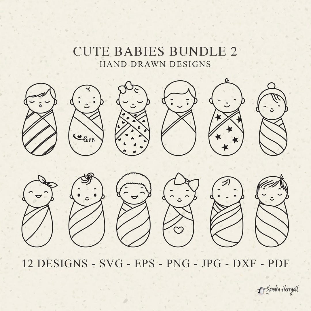 Wrapped Baby Plotter File Svg Dxf Png Eps Jpg Pdf Cute Child Cricut Boy ...