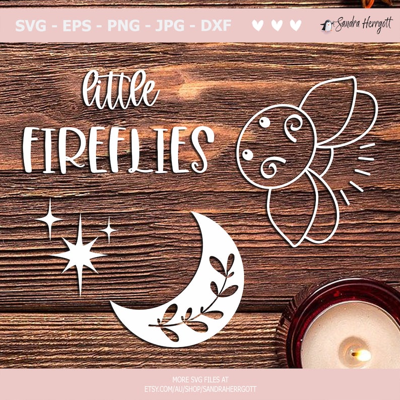 Little Fireflies SVG Bundle DXF PNG Moon Stars Heart Banner - Etsy Canada