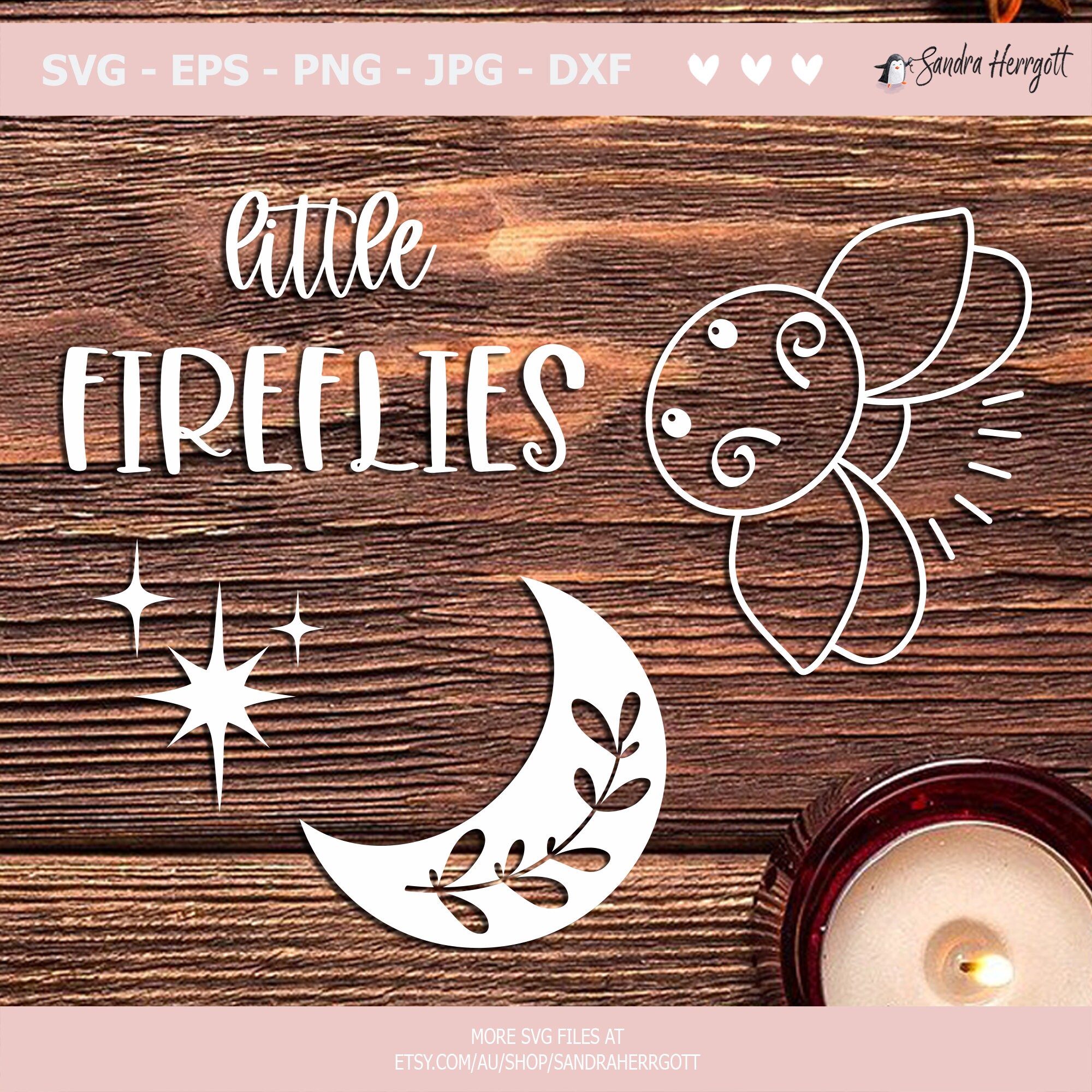 Little Fireflies SVG Bundle DXF PNG Moon Stars Heart Banner - Etsy Canada