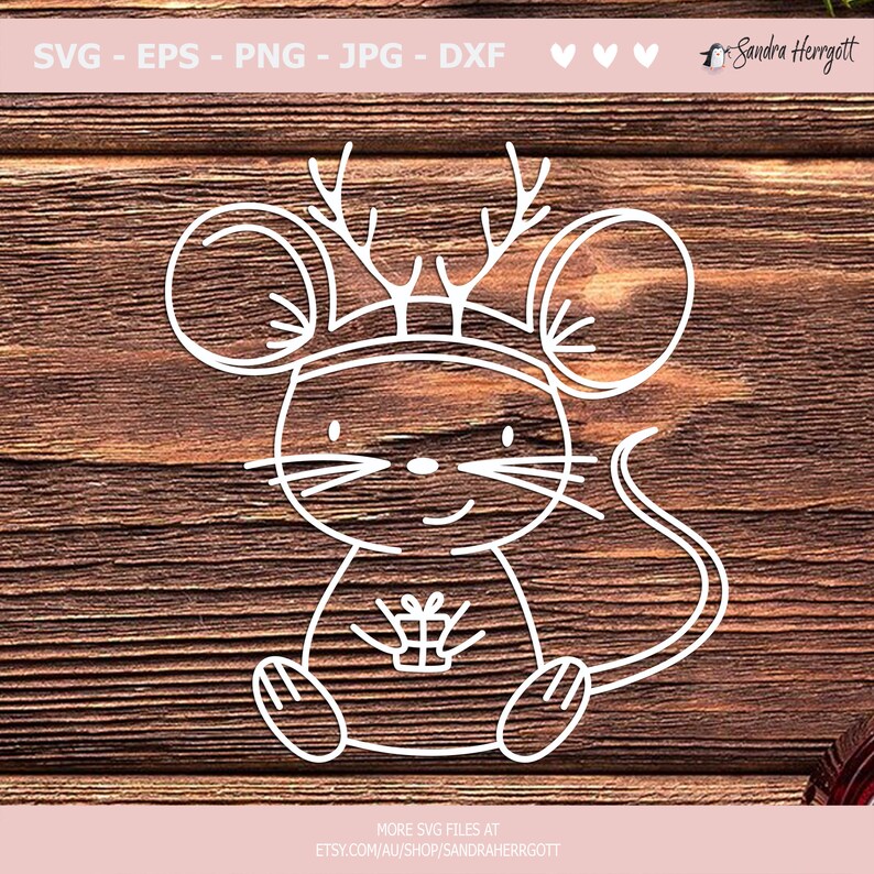Christmas Mouse Plotter File Svg Bundle Dxf Eps Png Jpg Cute Animal ...