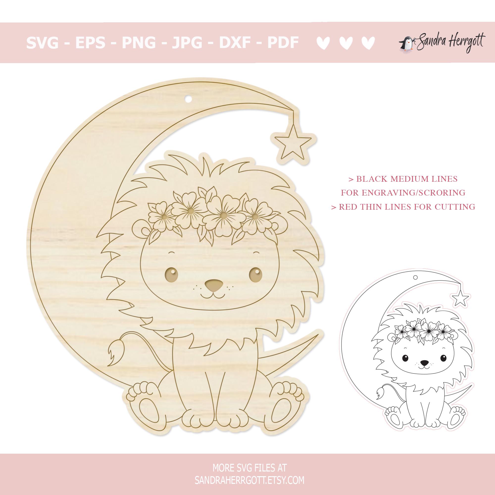 Floral Lion Plotter File Svg Dxf Png Jpg Pdf Eps Safari Cricut Animal ...