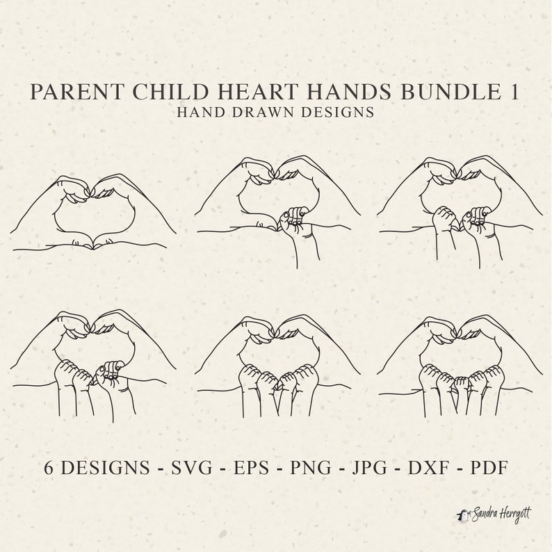 Parent and Child & Heart Hands Plotter File Svg Dxf Png Pdf Jpg Mum Dad ...
