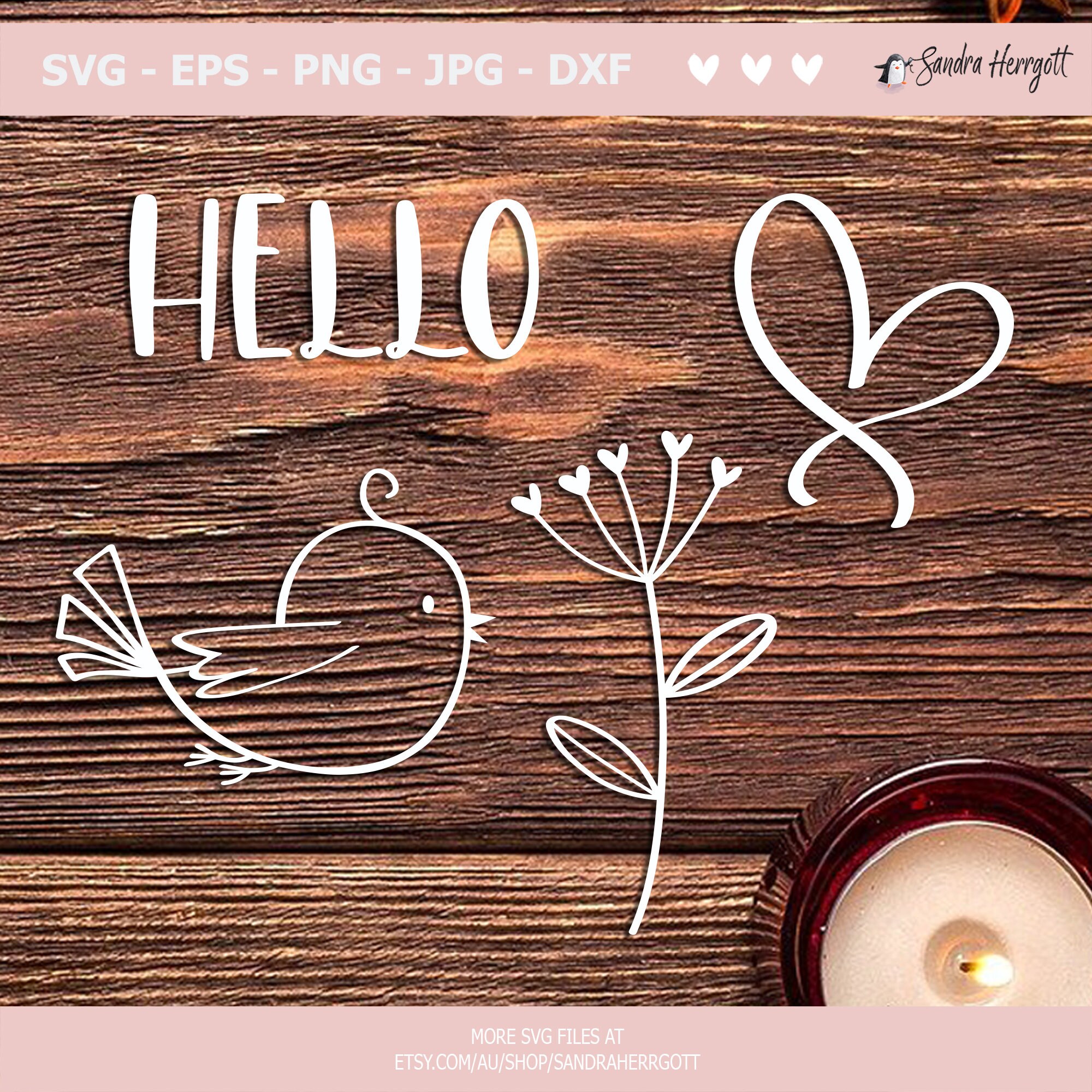 Kleiner Vogel Plotterdatei SVG DXF PNG Blume Baum Herz Frühling Cricut ...