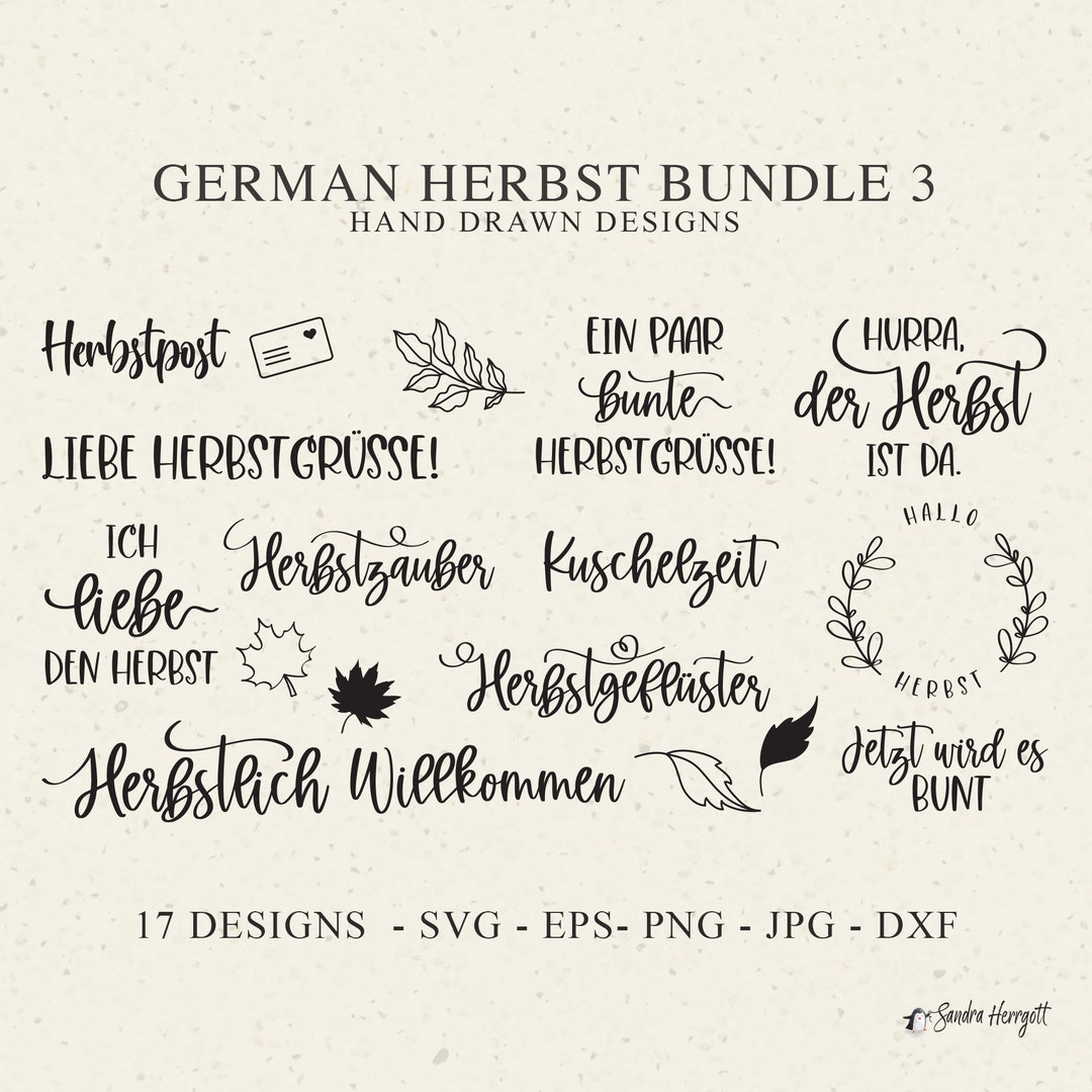 Plotterdatei Herbst Plotterdatei SVG DXF PNG Herbst Post Cricut Blatt ...