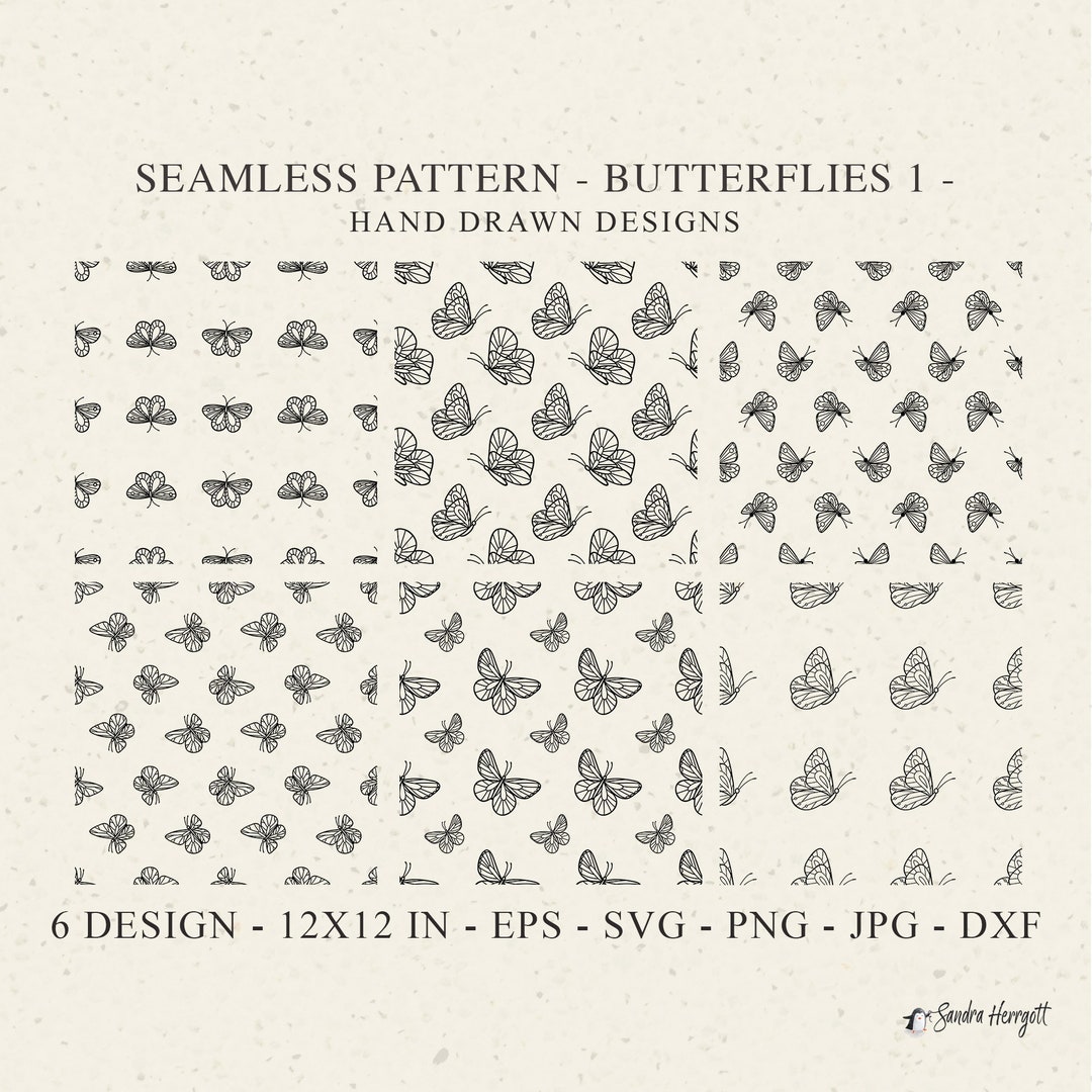 Butterfly Seamless Pattern SVG DXF PNG Eps Jpg Insect Cricut Background ...
