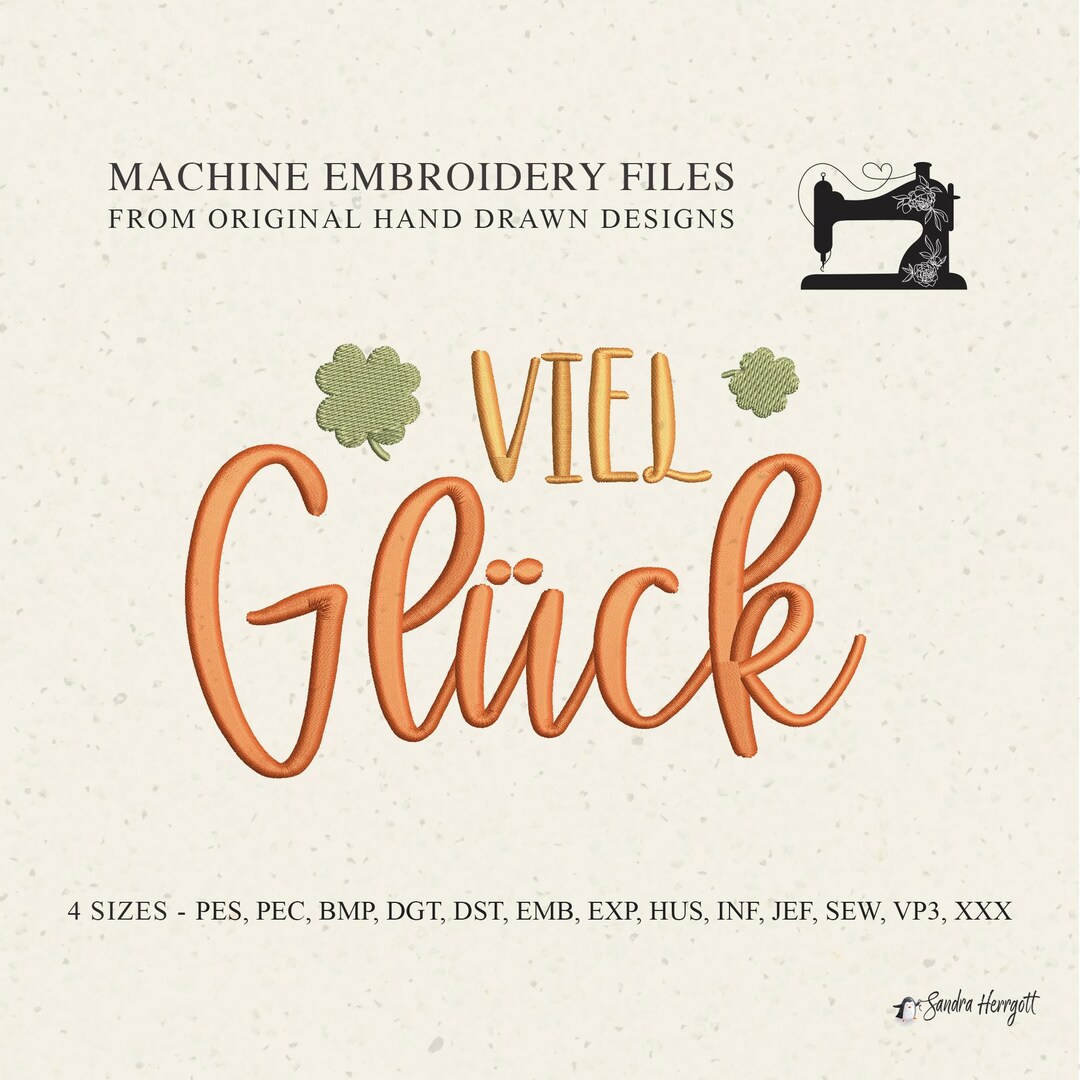 GERMAN Good Luck Machine Embroidery Design Pattern File, Shamrock Leaf ...