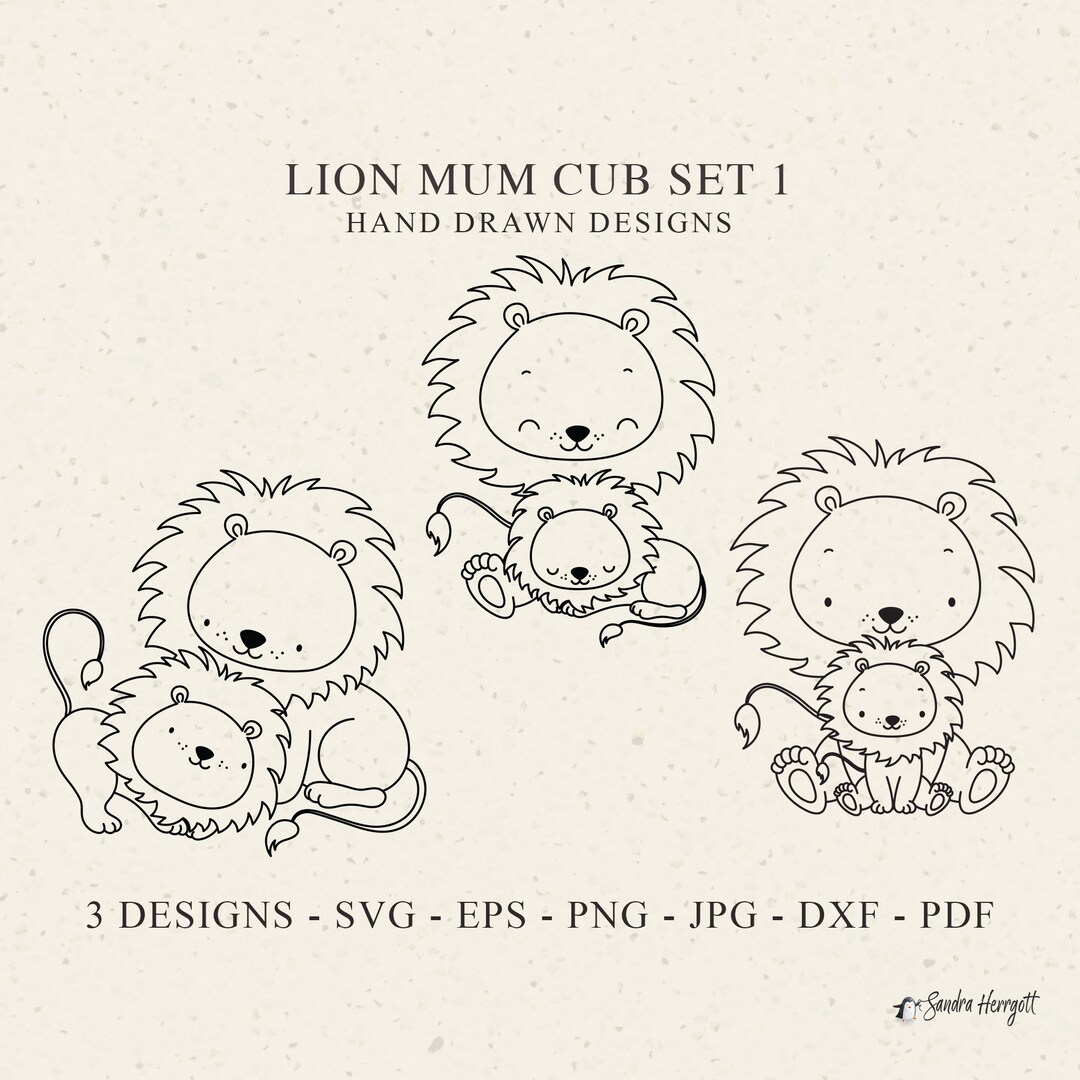 Baby & Mum Lion Plotter File Svg Dxf Png Pdf Safari Cricut Animal ...