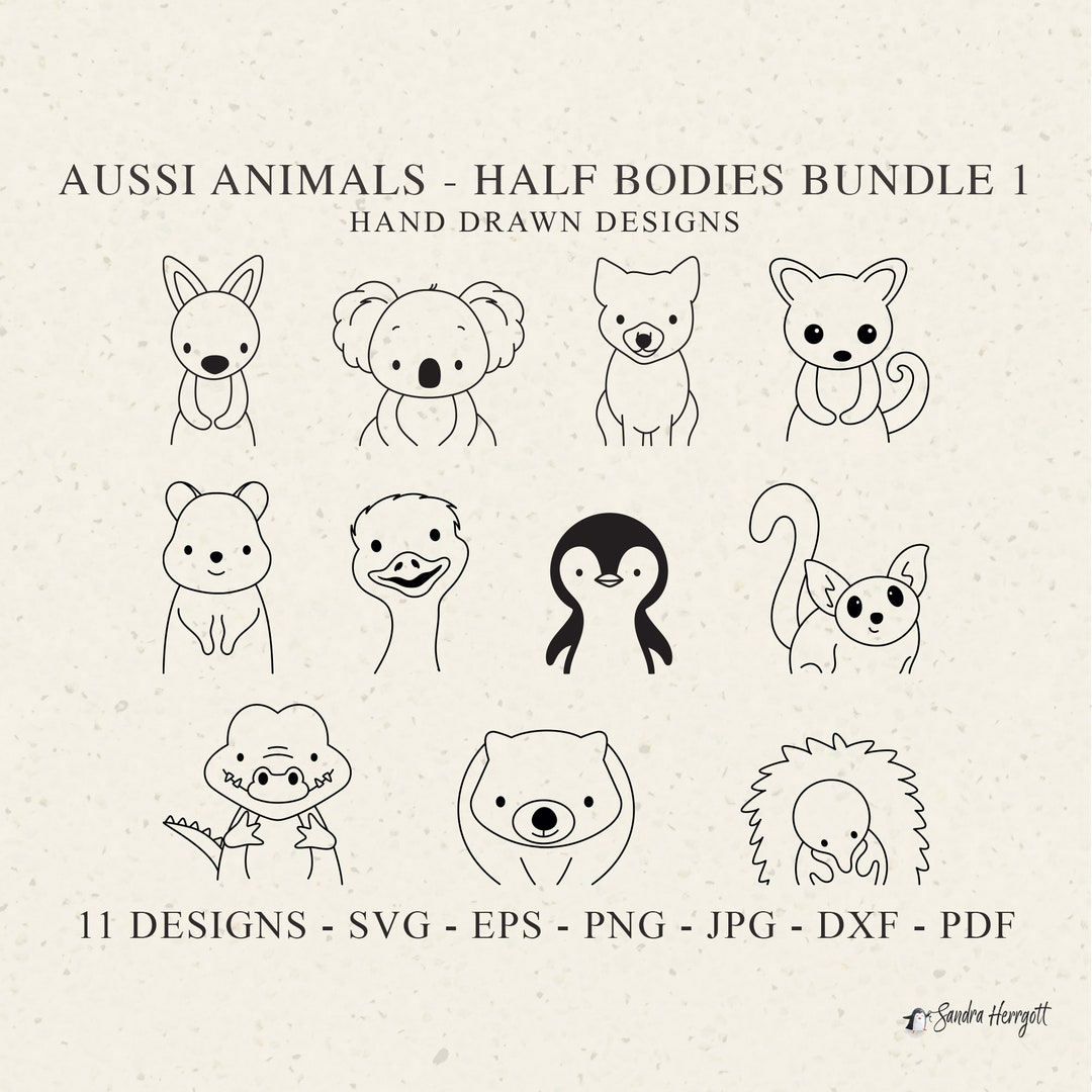 Australian Animal Half Body Plotter File Svg Dxf Png Jpg Pdf Kangaroo ...