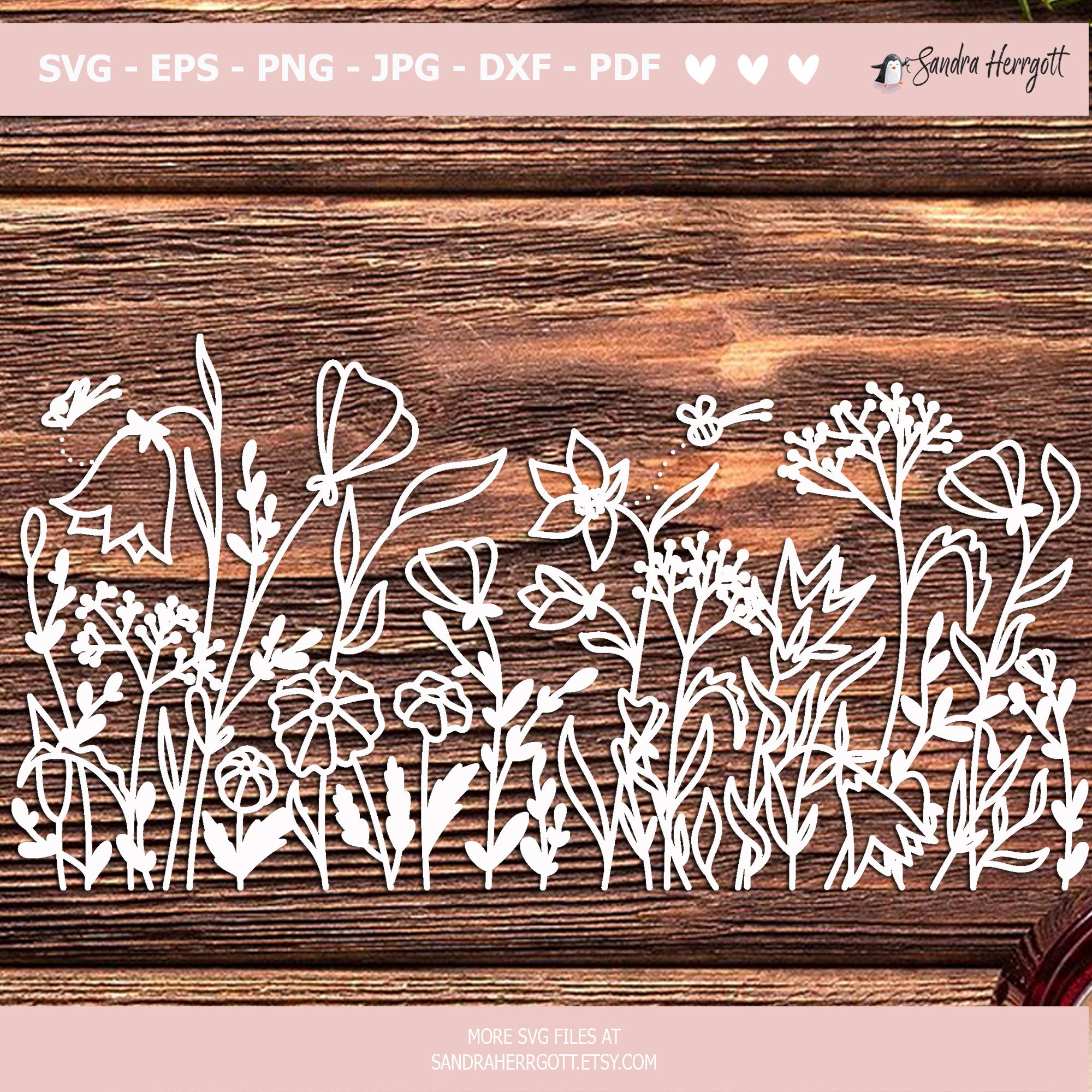 Wildflower Meadow Plotter File Svg Dxf Eps Png Jpg Pdf Floral Cricut ...