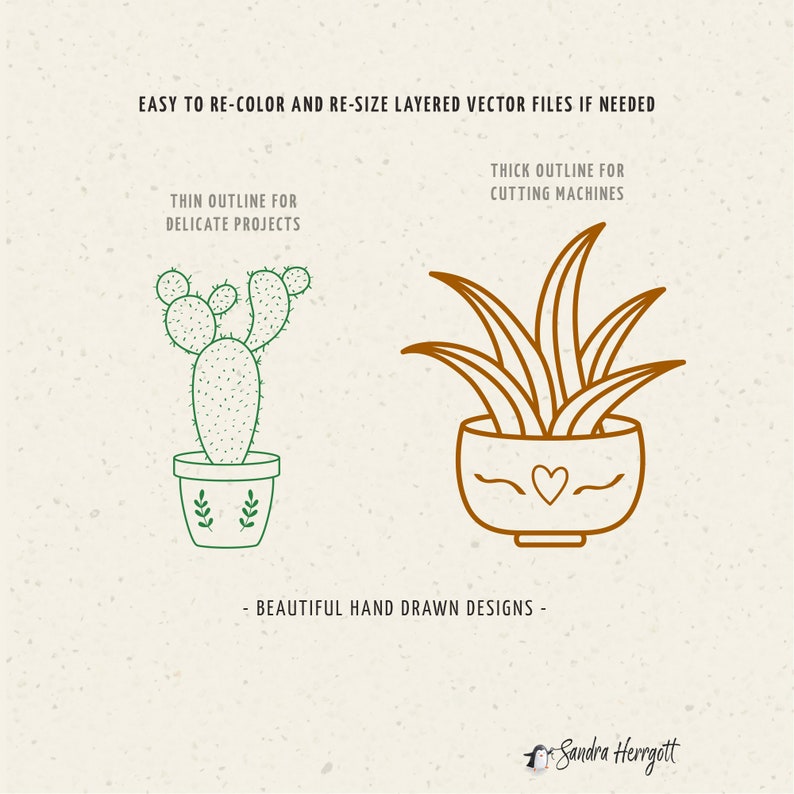 Succulent Pot Plant Plotter File SVG DXF PNG Cactus Cricut | Etsy