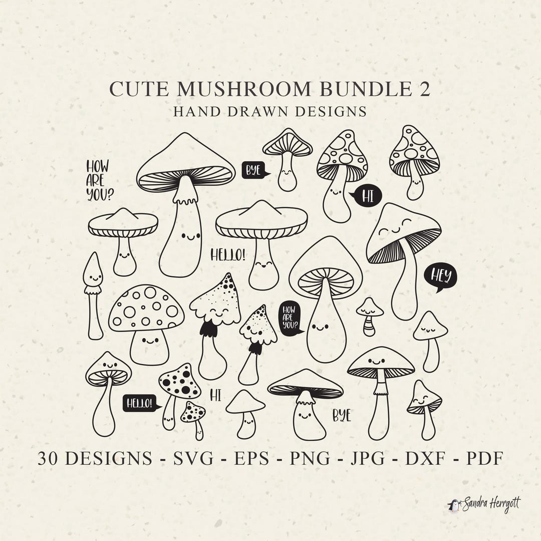 Cute Mushroom Plotter File Svg Dxf Eps Png Jpg Fall Cricut Autumn ...
